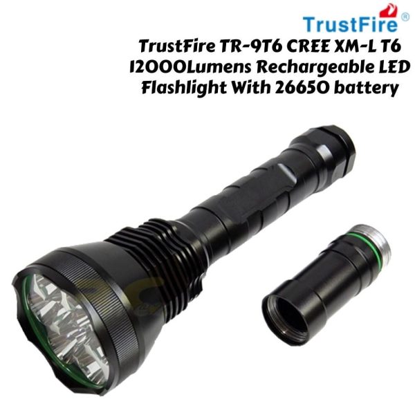 TrustFire TR-9T6 CREE XM-L T6 12000Lumens Rechargeable LED Flashlight ...