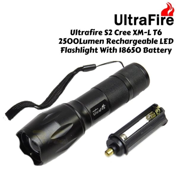 Ultrafire S2 Cree XM-L T6 2500Lumen Rechargeable LED Flashlight With ...