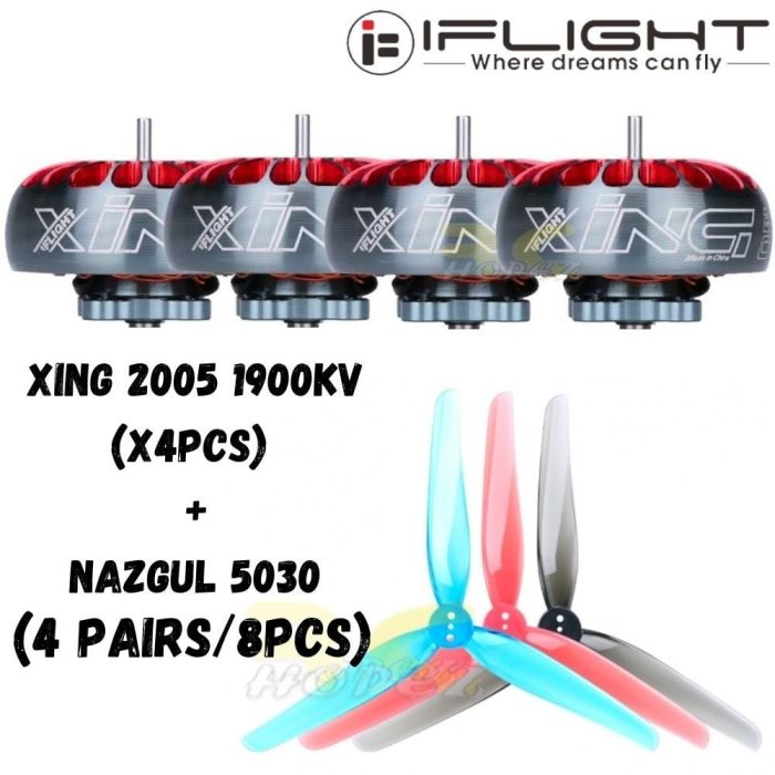 iFlight XING 2005 1900KV 4-6S Unibell Brushless Motor + 4 Pairs Nazgul ...