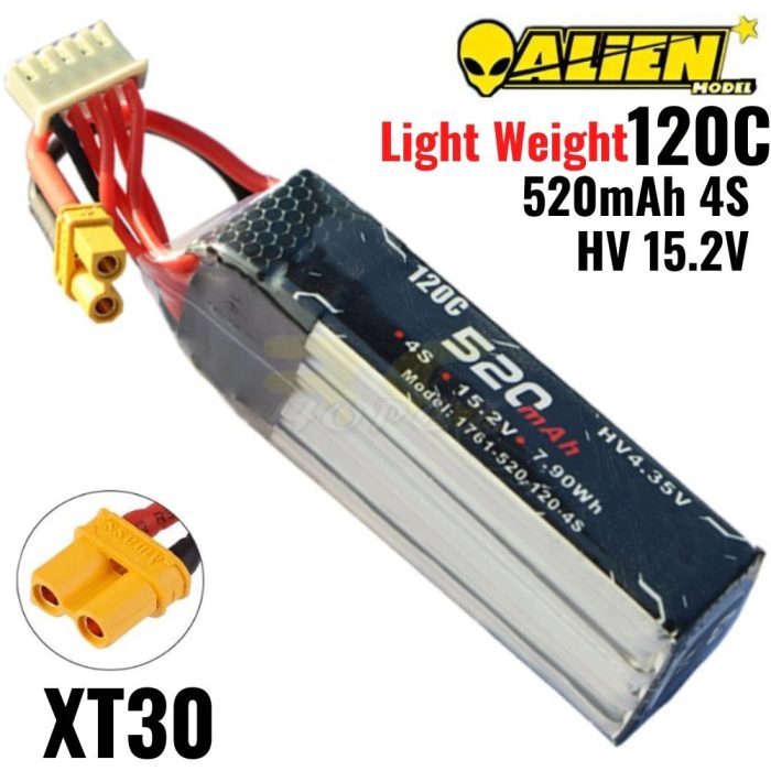 Alienmodel 4S HV 15.2V 520mAh 120C Lipo Battery with XT30 Plug AL520 ...
