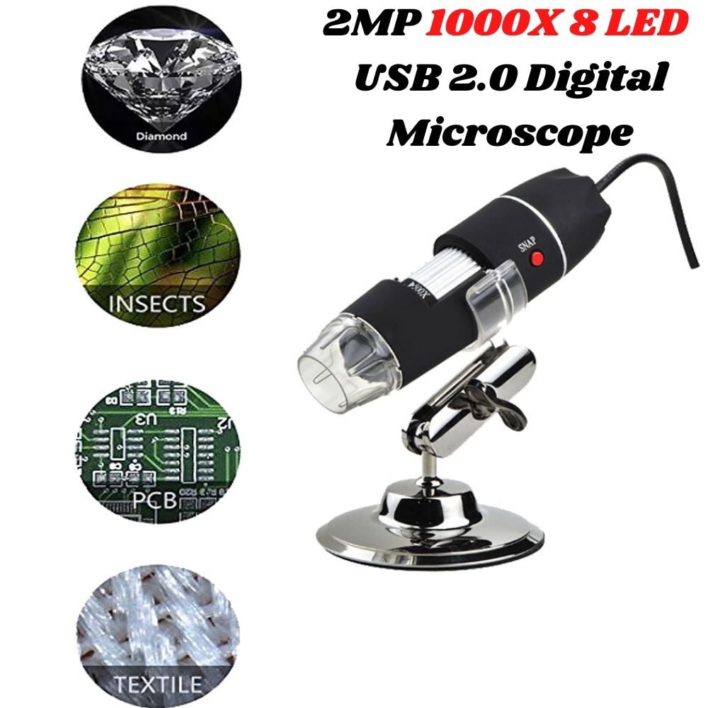 2MP 1000X 8 LED USB 2.0 Digital Microscope Endoscope Zoom Camera ...