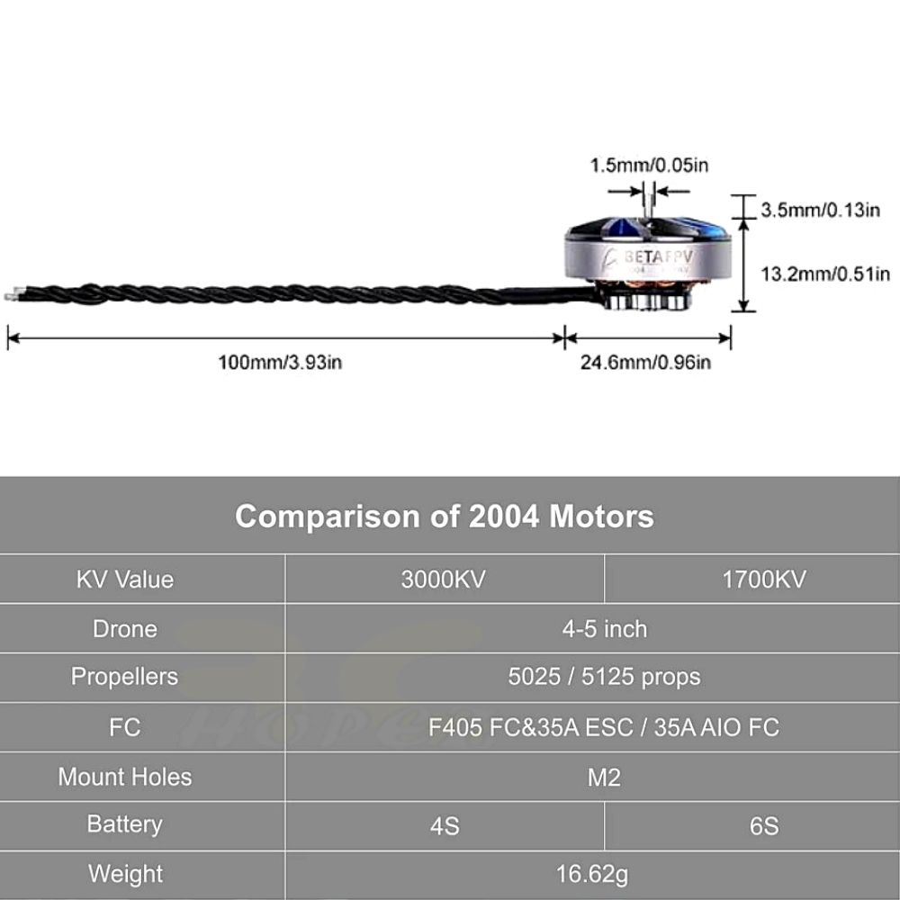 BetaFPV 2004 3000KV 4S 1.5mm Shaft Brushless Motor x 4Pcs BT2004-30 ...