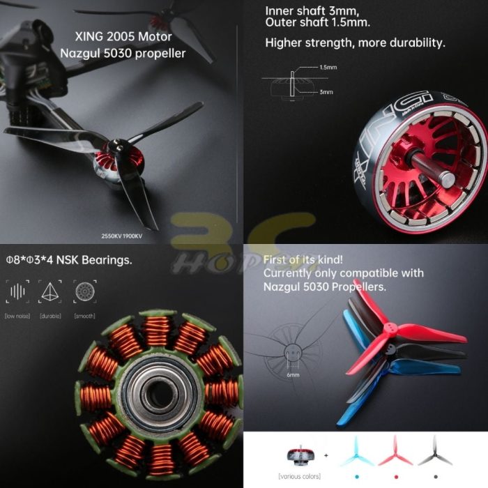 iFlight XING 2005 1900KV 4-6S Unibell Brushless Motor + 4 Pairs Nazgul ...