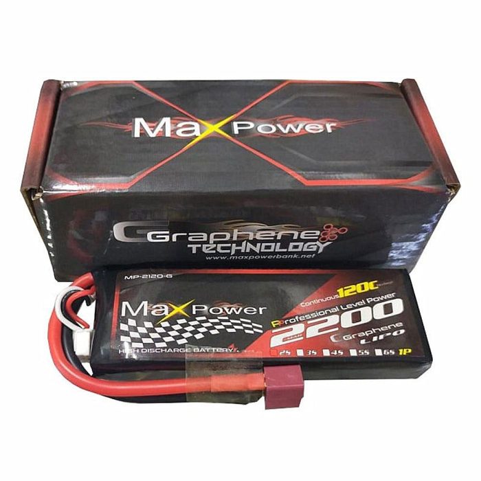 Maxpower Graphene Lipo 2200mAh 2S 7.4V 120C MP2120-2G – RC HOPEZ