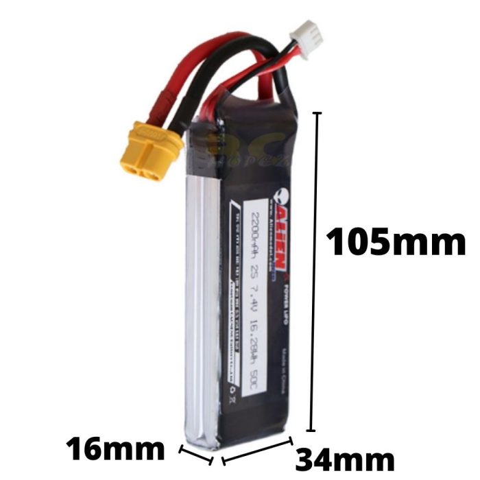 Alienmodel 2S 7.4V 2200mAh 50C Lipo Battery with XT60 Plug AL2200/50-2S ...