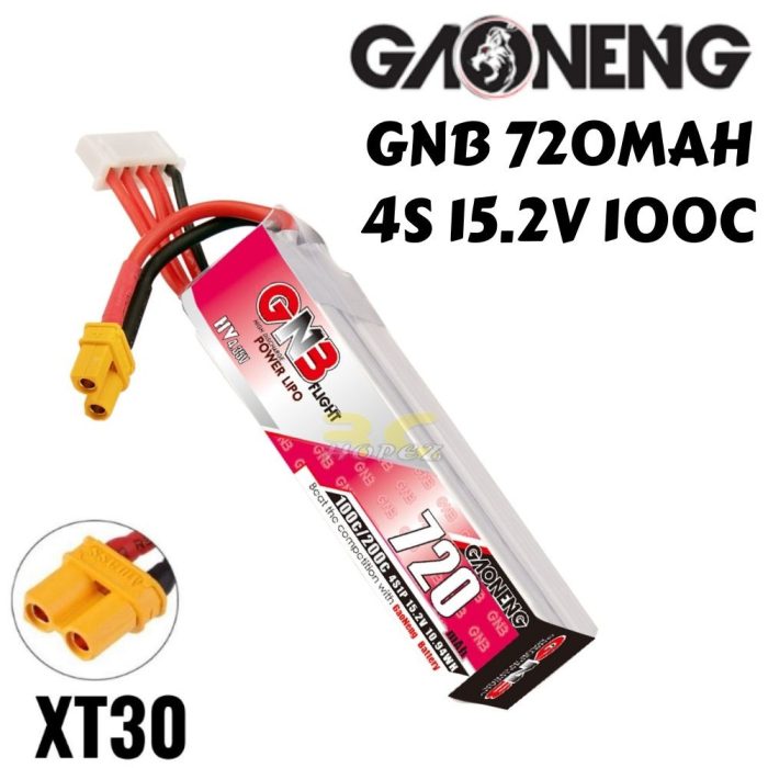 Gaoneng GNB 15.2HV 720mAh 100C 4S Lipo Battery with XT30 Plug GNB720/100-4S – RC HOPEZ