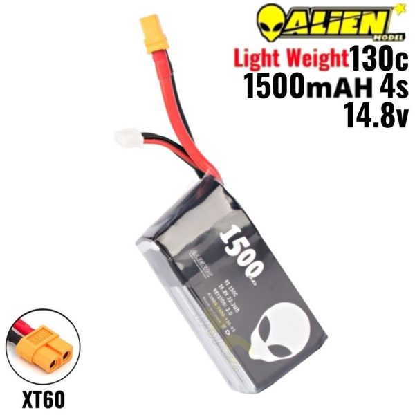 Alienmodel 4S 14.8V 1500mAh 130C Lipo Battery with XT60 Plug AL1500/130 ...