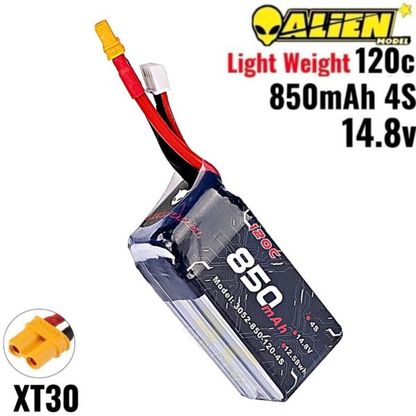 Alienmodel 4S 14.8V 850mAh 120C Lipo Battery with XT30 Plug AL850/120 ...