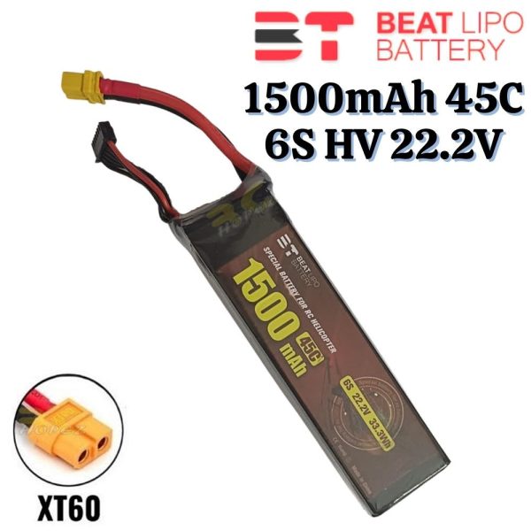 BEAT 22.2V 1500mAh 45C 6S LiPo Battery With XT60 Plug for Goblin 380 ...
