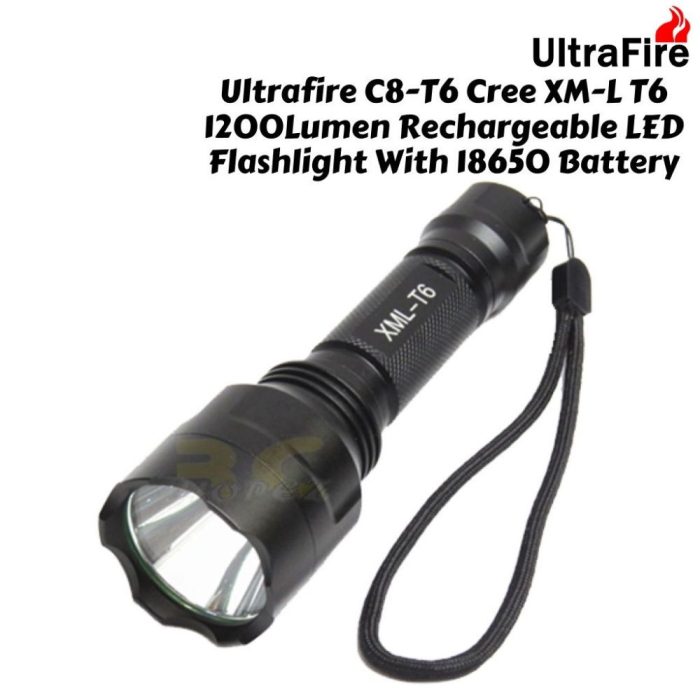 Ultrafire C8-T6 Cree XM-L T6 1200Lumen Rechargeable LED Flashlight With ...