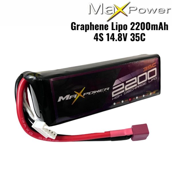 Maxpower Graphene Lipo 14.8V 2200mAh 35C 4S Lipo Battery with Dean Plug ...