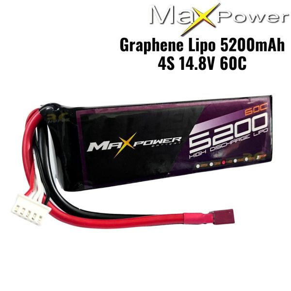 Maxpower Graphene Lipo 14.8V 5200mAh 60C 4S Lipo Battery with Dean Plug ...